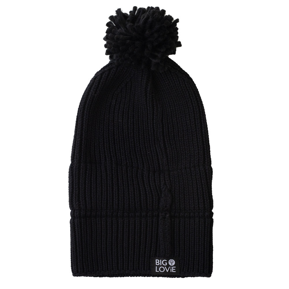 Vibe Cotton Cashmere Pom Hat | Black - BIG LOViE